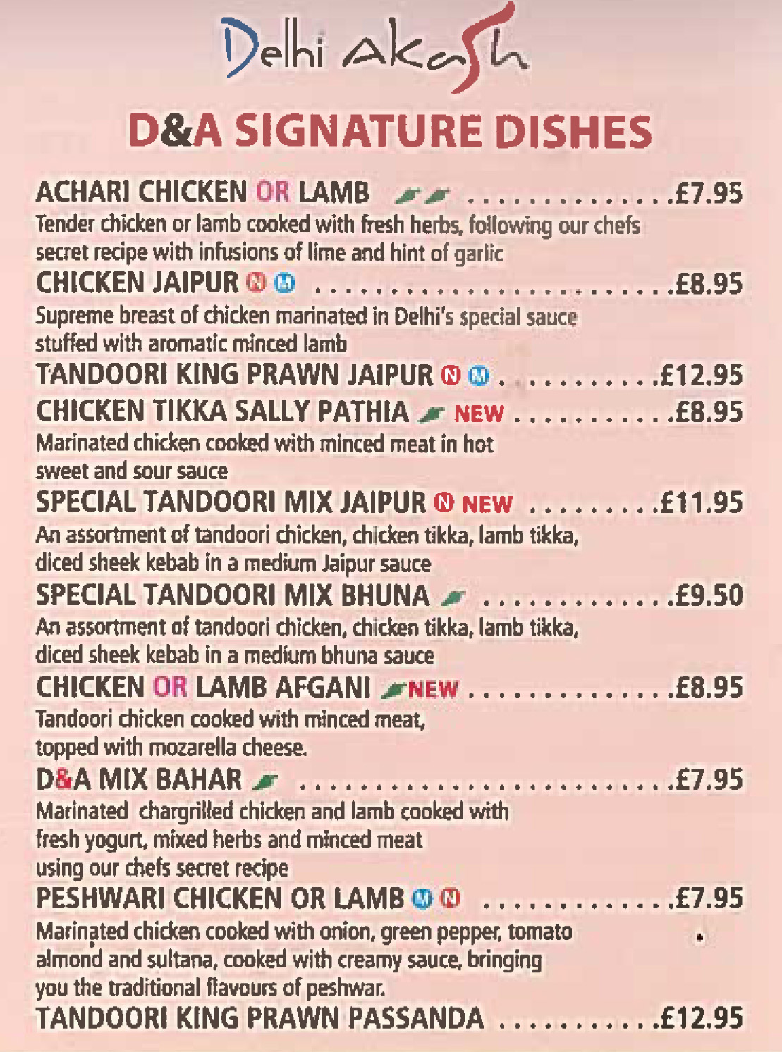 Menu | Delhi Akash