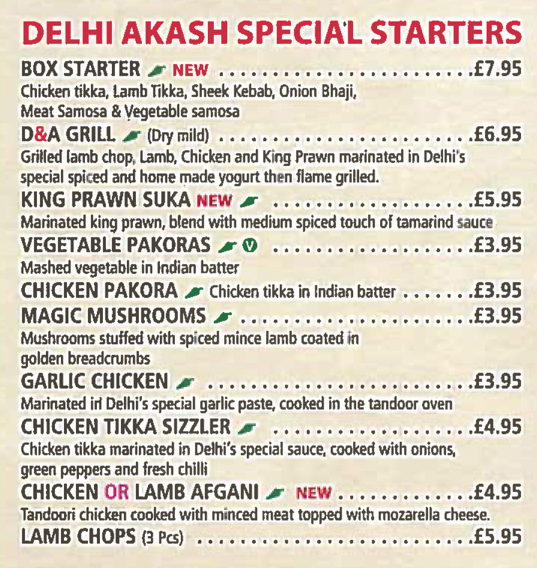 Menu | Delhi Akash